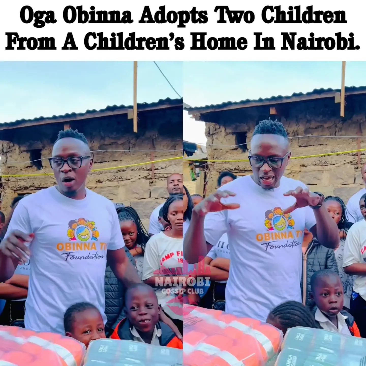 Oga Obinna Adopts Two Children From A Children's Home In Nairobi - Wakenyaleo